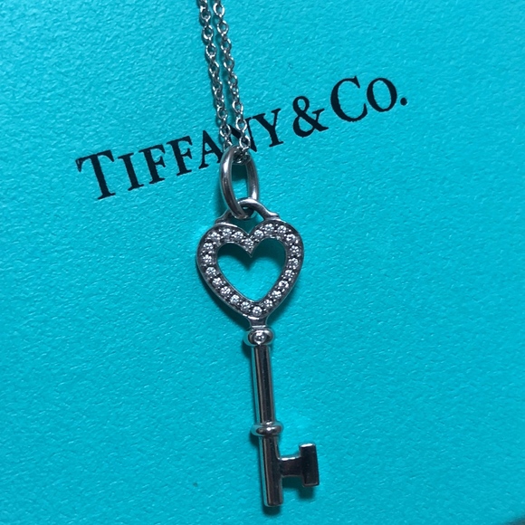 Tiffany & Co. | Jewelry | Tiffany Diamond Heart Key Pendant Necklace ...